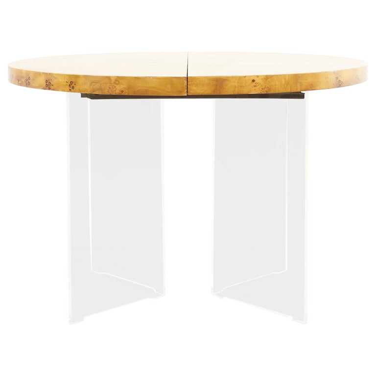 Mid-Century-Esstisch aus Wurzelholz mit Lucite im Angebot bei 1stDibs