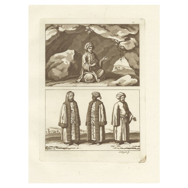 Old Original Engraving Showing an Arabian Men and a Muslim Imam, 1827 ...