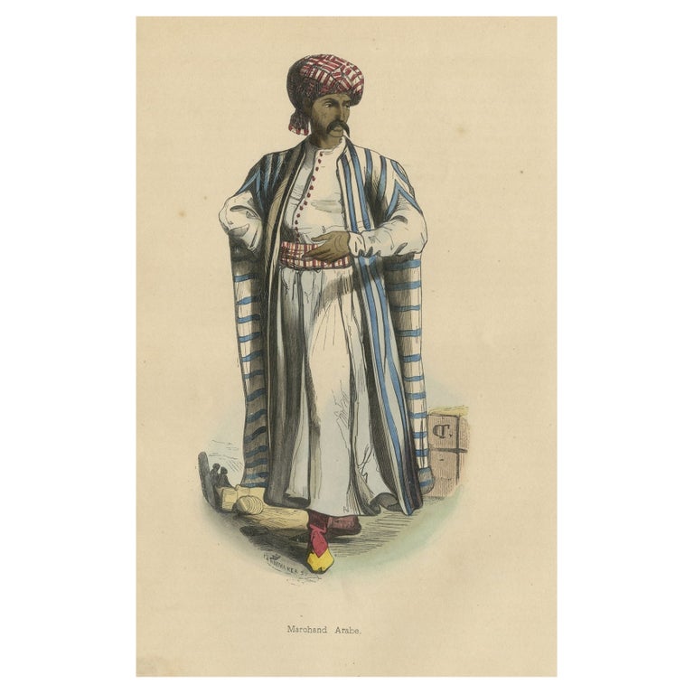 Original Antique Print of an Arabian Merchant, 1843 For Sale at 1stDibs