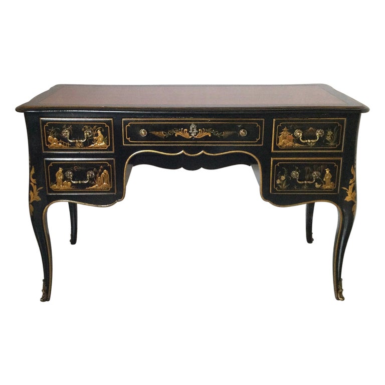 Stunning Chinoiserie Hand Painted Desk by Kindel For Sale at 1stDibs