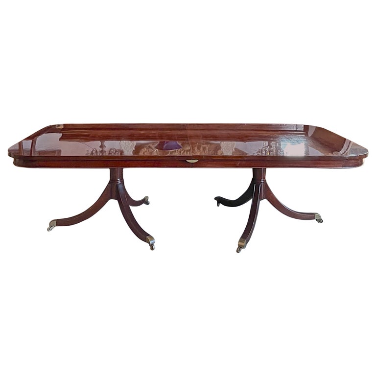 Reproduction English Sheraton Cherrywood Dining Table with Insert ...