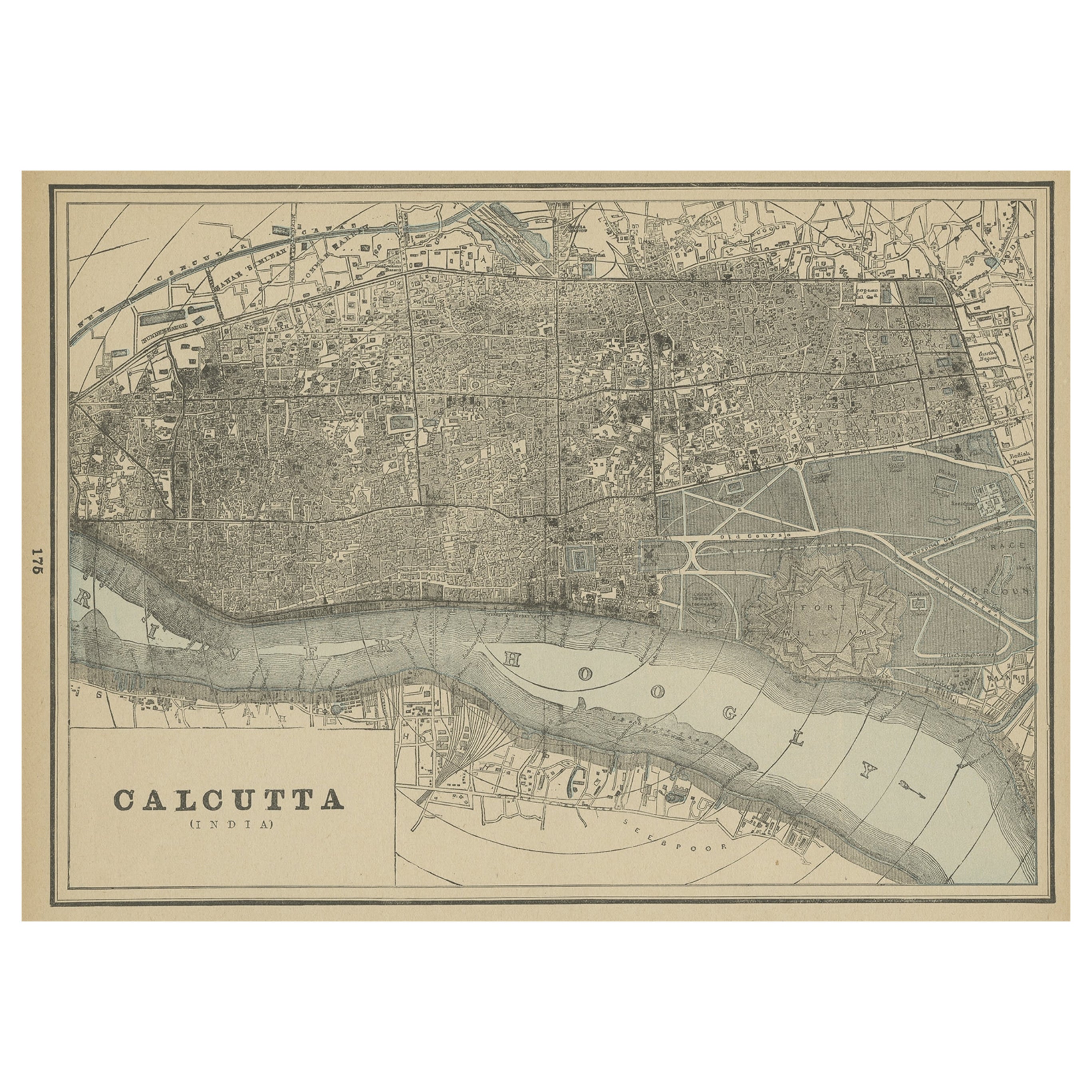 Old Map of Calcutta, India, Verso Egypt, Arabia, Upper Nubia and ...