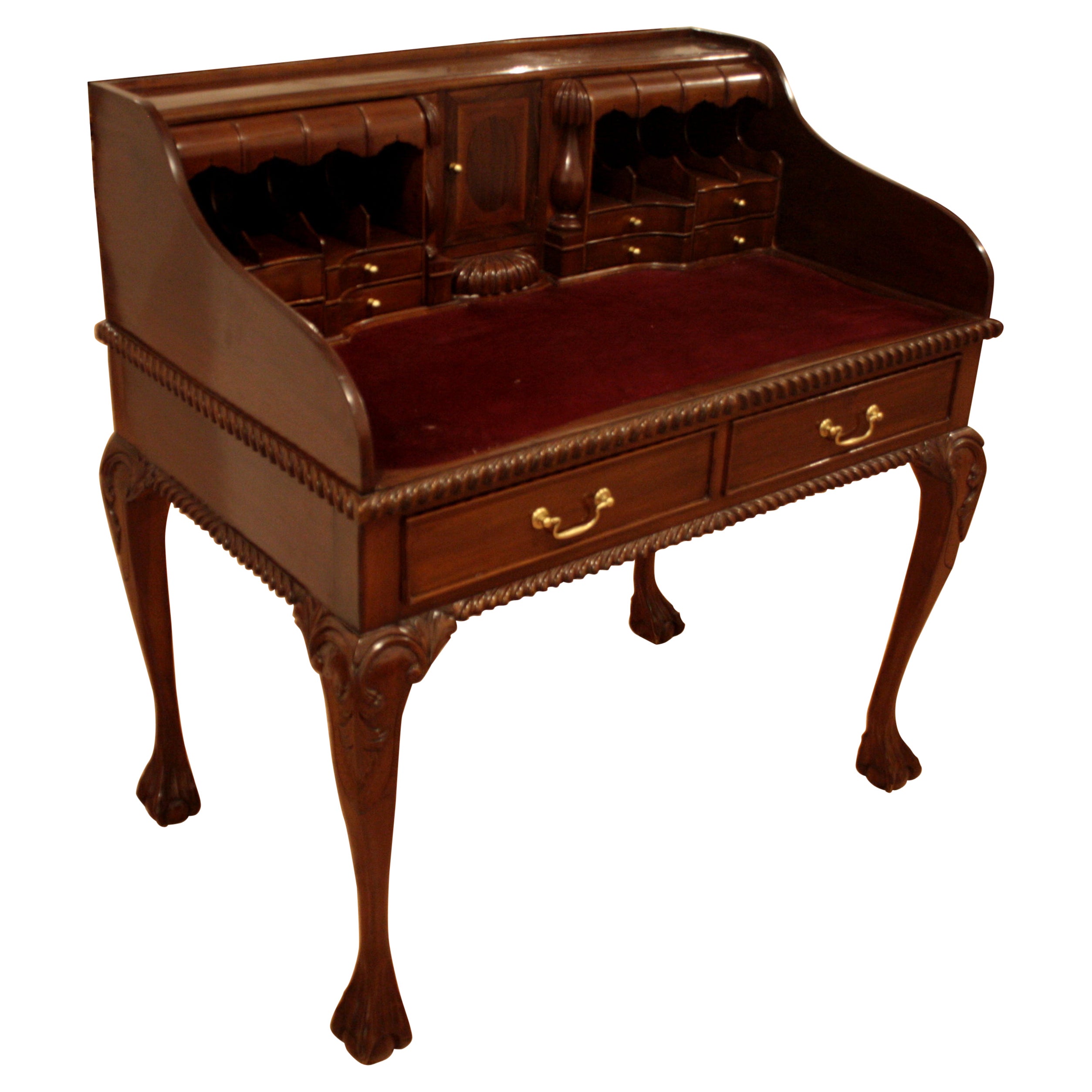 Vintage Cherry Chippendale Block Slant Front Secretary Desk by Jasper ...