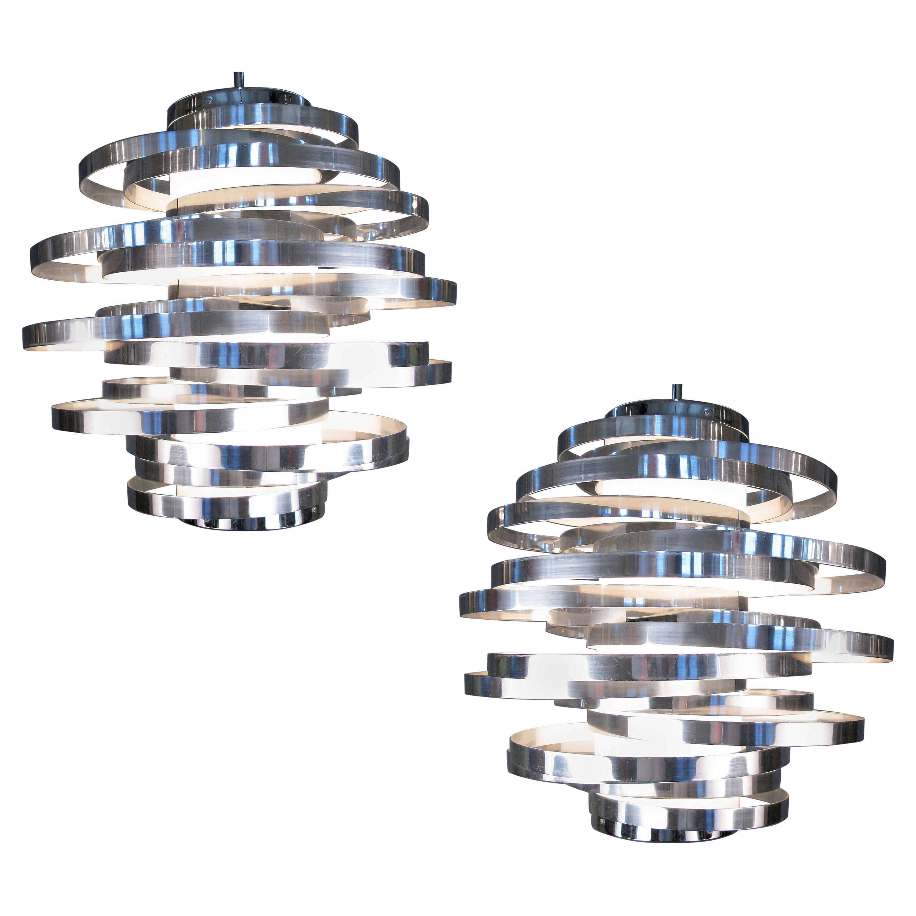 Polished Aluminum 'Cyclone' Pendant Fixture by Gaetano Sciolari For ...