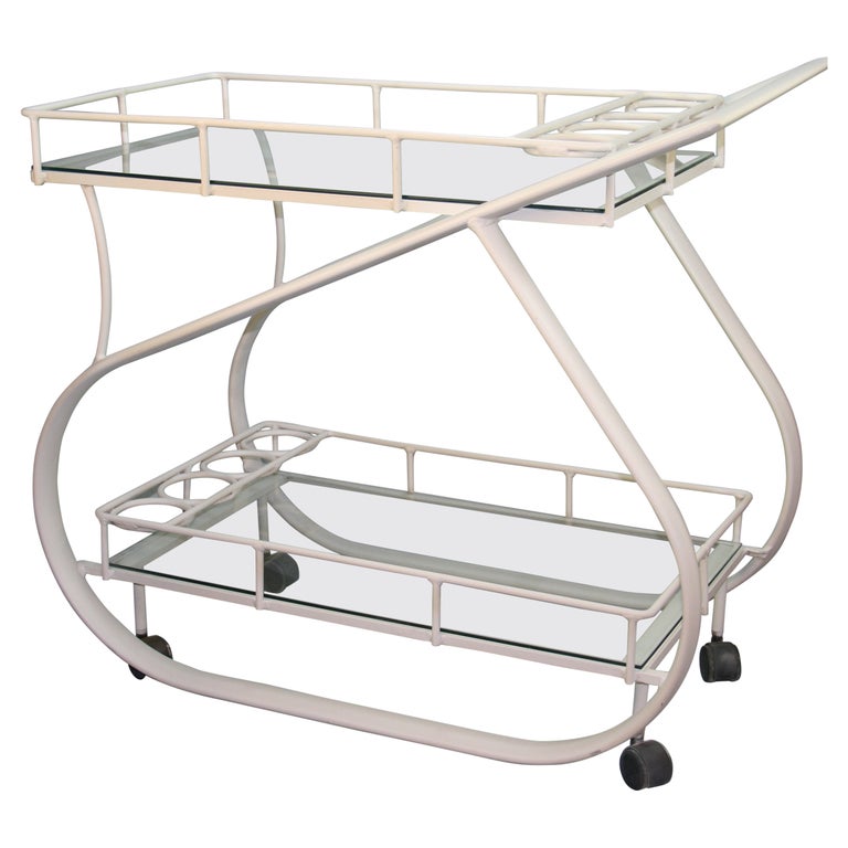 Italian Curved Cast Aluminum Bar Cart at 1stDibs