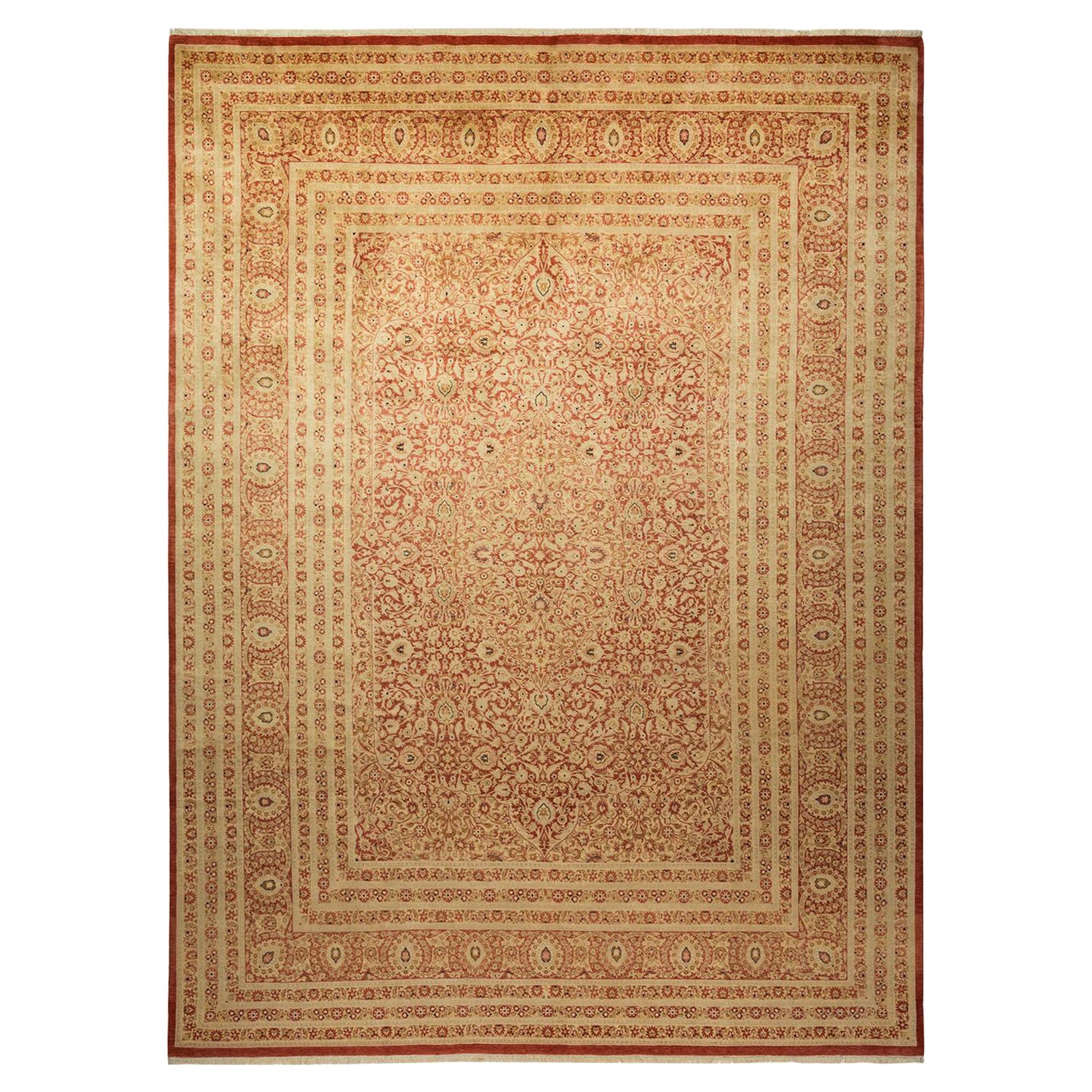 Handmade Carpet Antique Rugs Traditional Orange Wool Area Rug For Sale ...