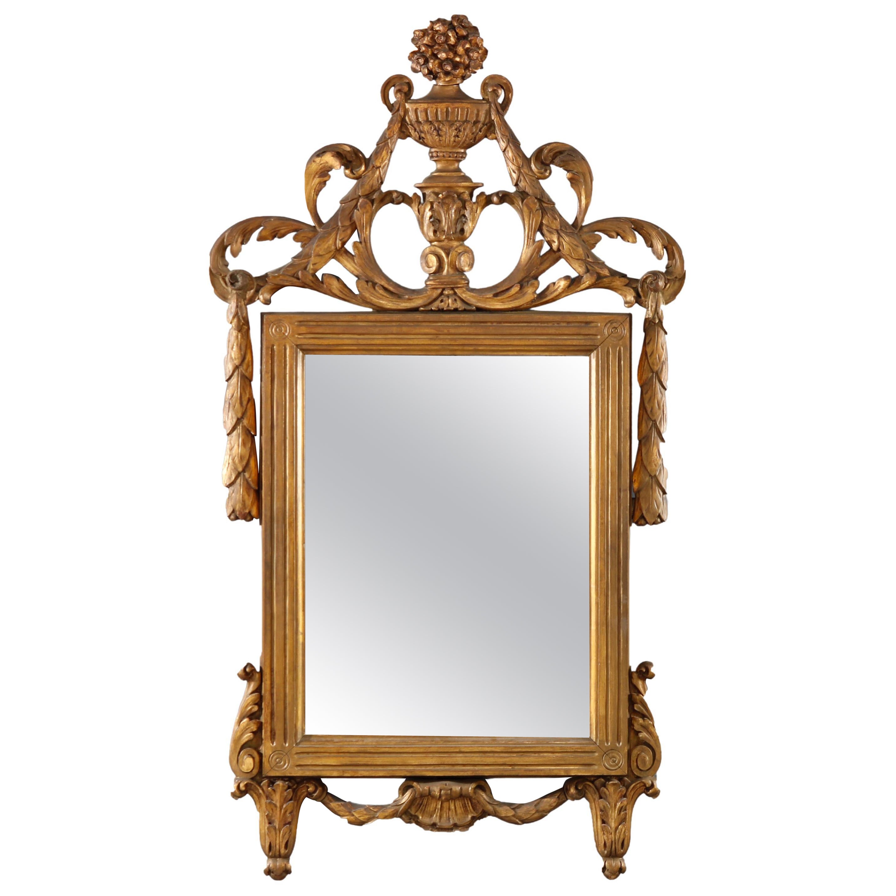 Antique Italian Renaissance Walnut and Inlaid Mirror, 19th Century For ...