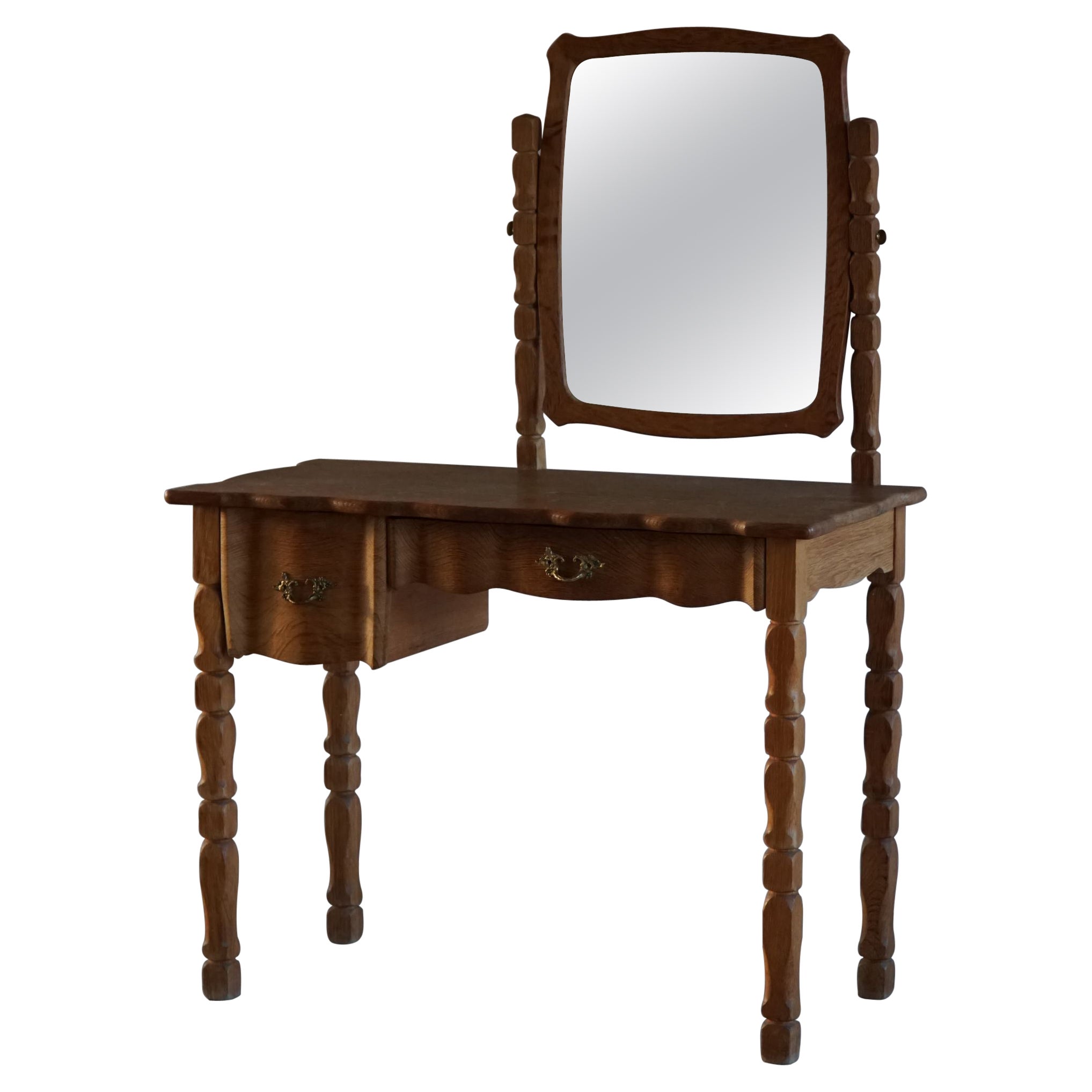 Mid Century Dressing Table in Solid Oak, by Danish Cabinetmaker, 1950s ...