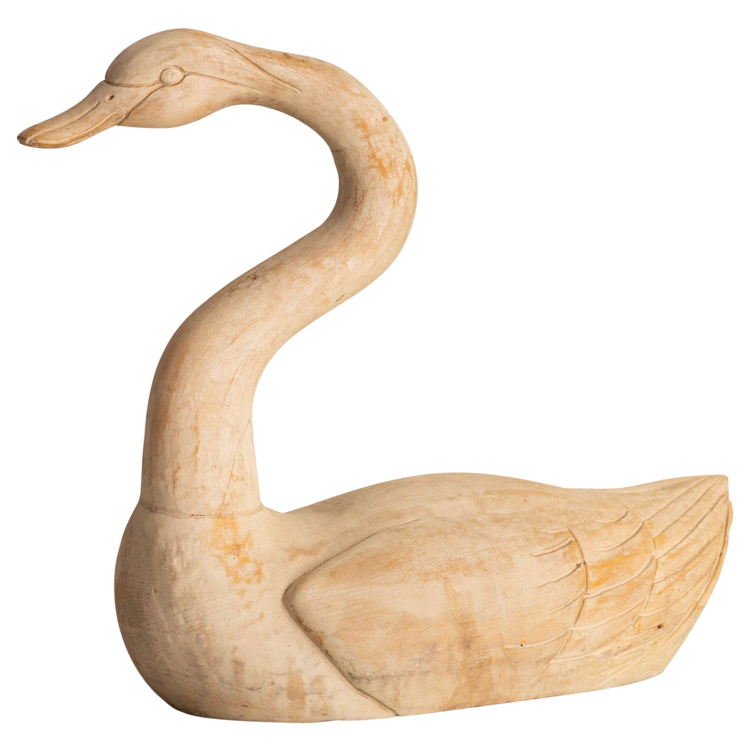 Sculptural Carved Wood Swan at 1stDibs