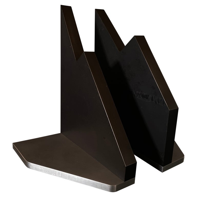 Modern Steel and Aluminum Sculptural Bookends For Sale at 1stDibs