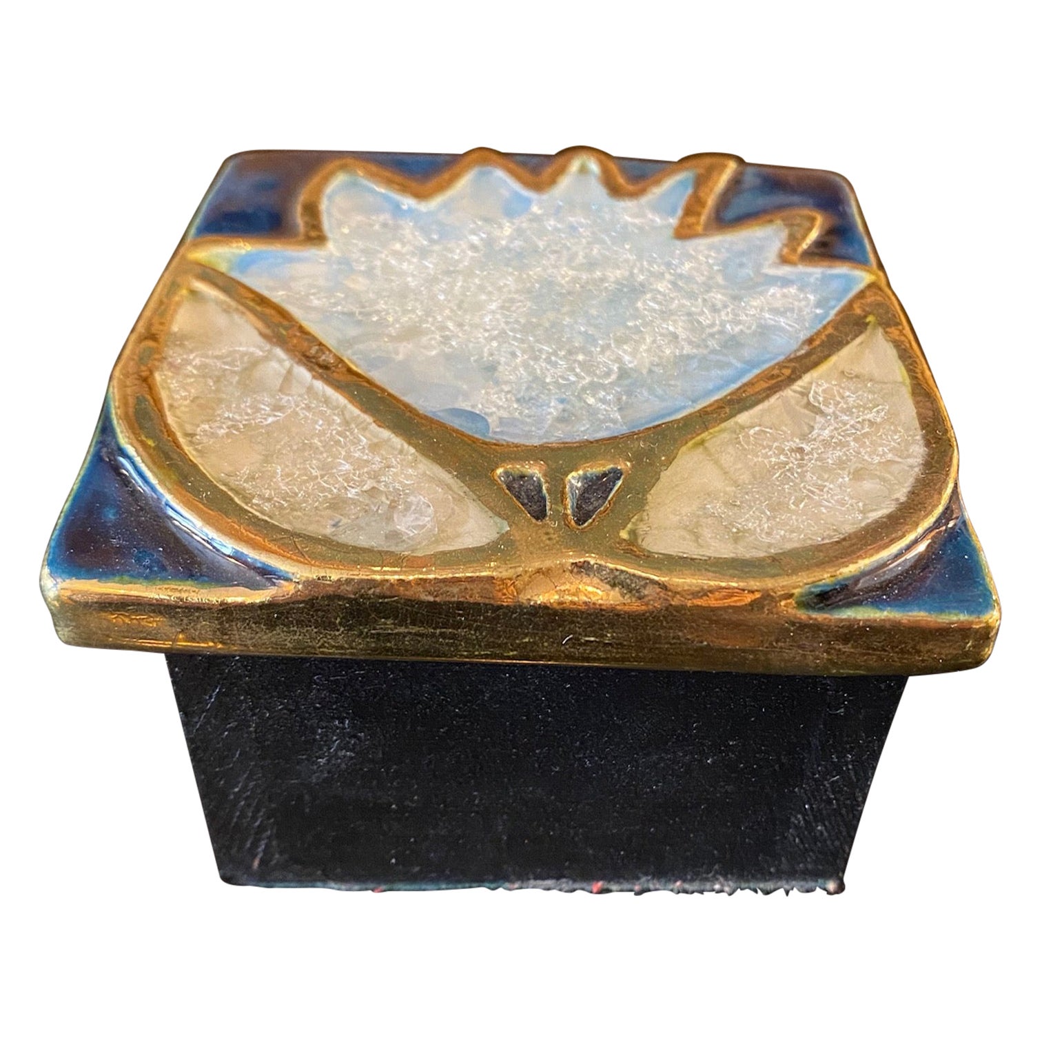 Mithé Espelt Ceramic Gold Enamel Mirror and Box, France, 1960s For Sale ...