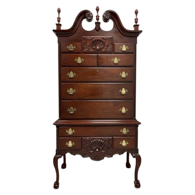 CRAFTIQUE Solid Mahogany Philadelphia Highboy Chest with Ball in Claw ...