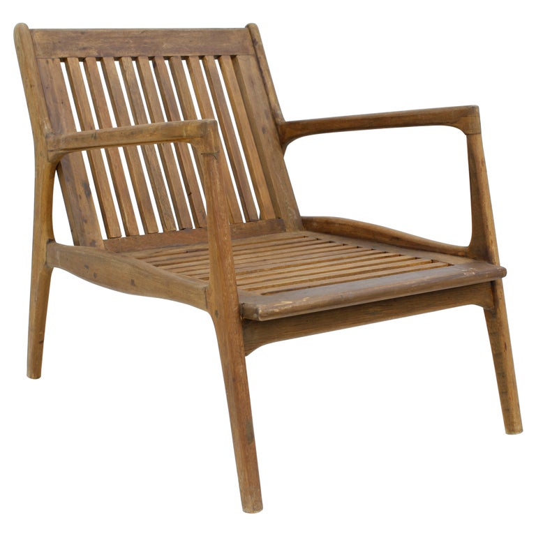 French Colonial Weathered Teak Lounge Chair For Sale at 1stDibs