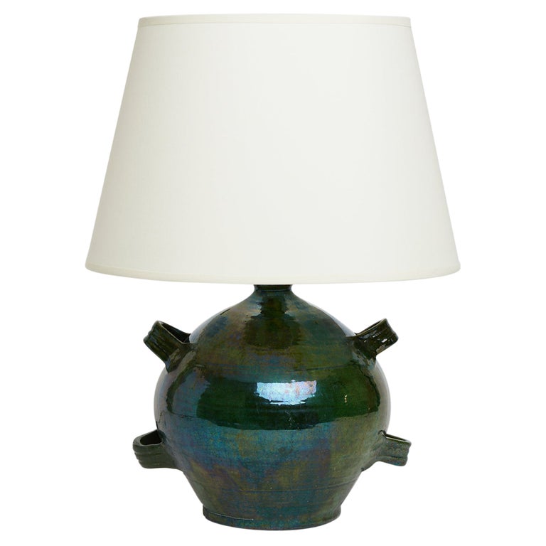 Green Ceramic Table Lamp at 1stDibs