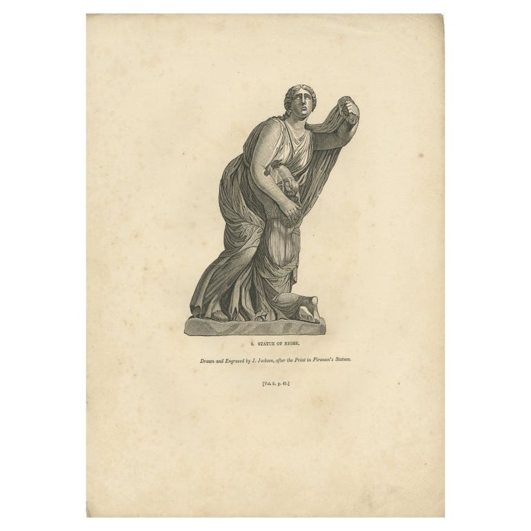 Antique Print of a Statue of Niobe by Knight, 1835 For Sale at 1stDibs