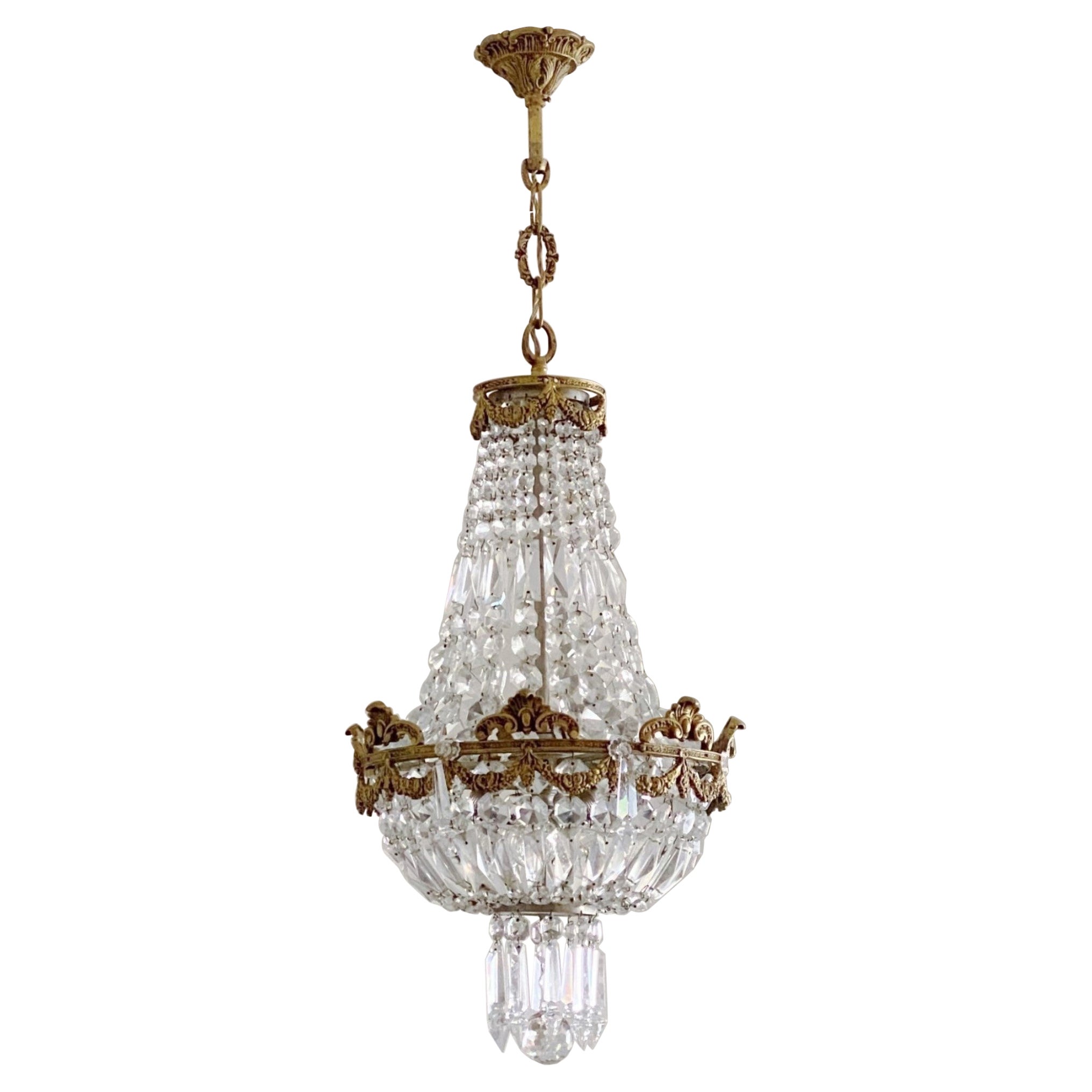 Set of 4 Gilt Lanterns with Crystals at 1stDibs