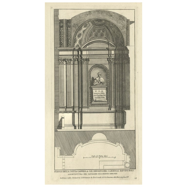 Antique Print of the Monument to Fauso Poli, San Crisogono, Rome, Italy ...