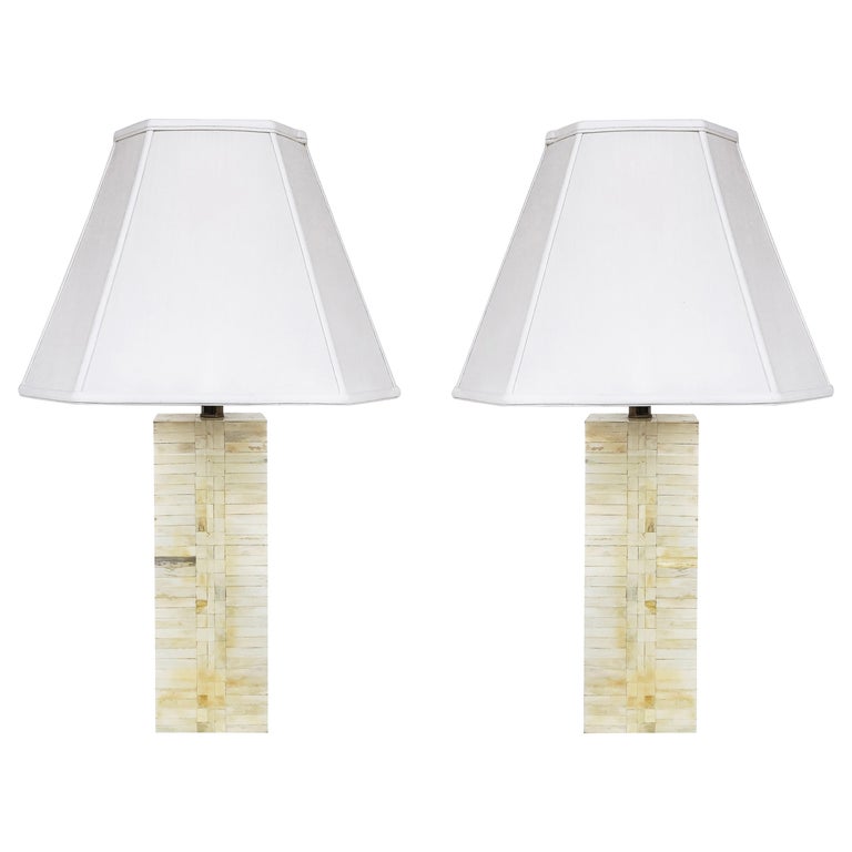 Tesselated Bone Table Lamps Attributed to Maitland Smith, a Pair For ...