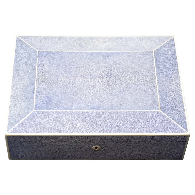 Large Pale Purple Shagreen Box w/ Bone Trim For Sale at 1stDibs