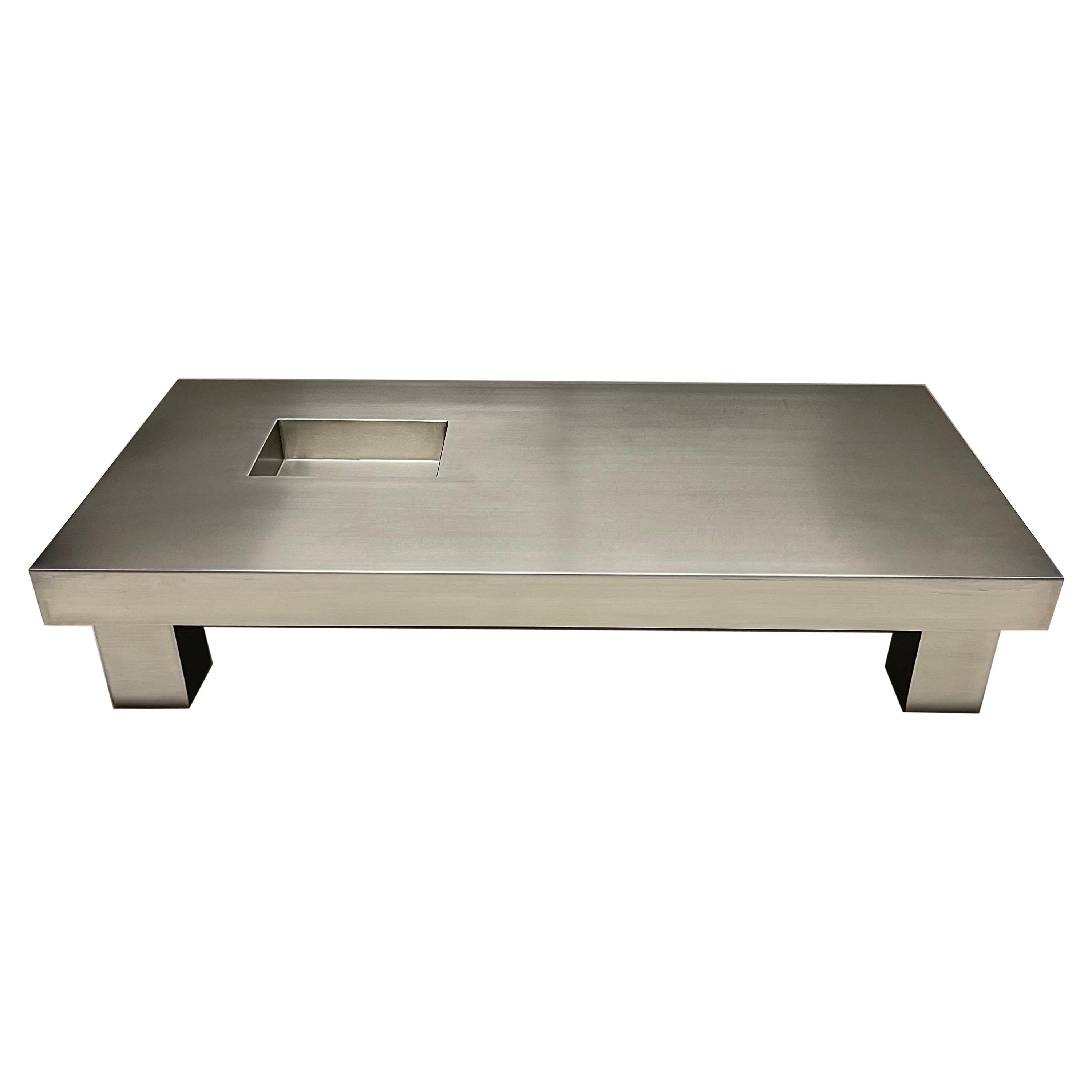 Rare French Stainless Steel Coffee or Cocktail Table Attributed to ...