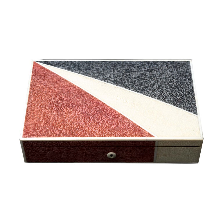 Red Cream and Black Shagreen Box For Sale at 1stDibs
