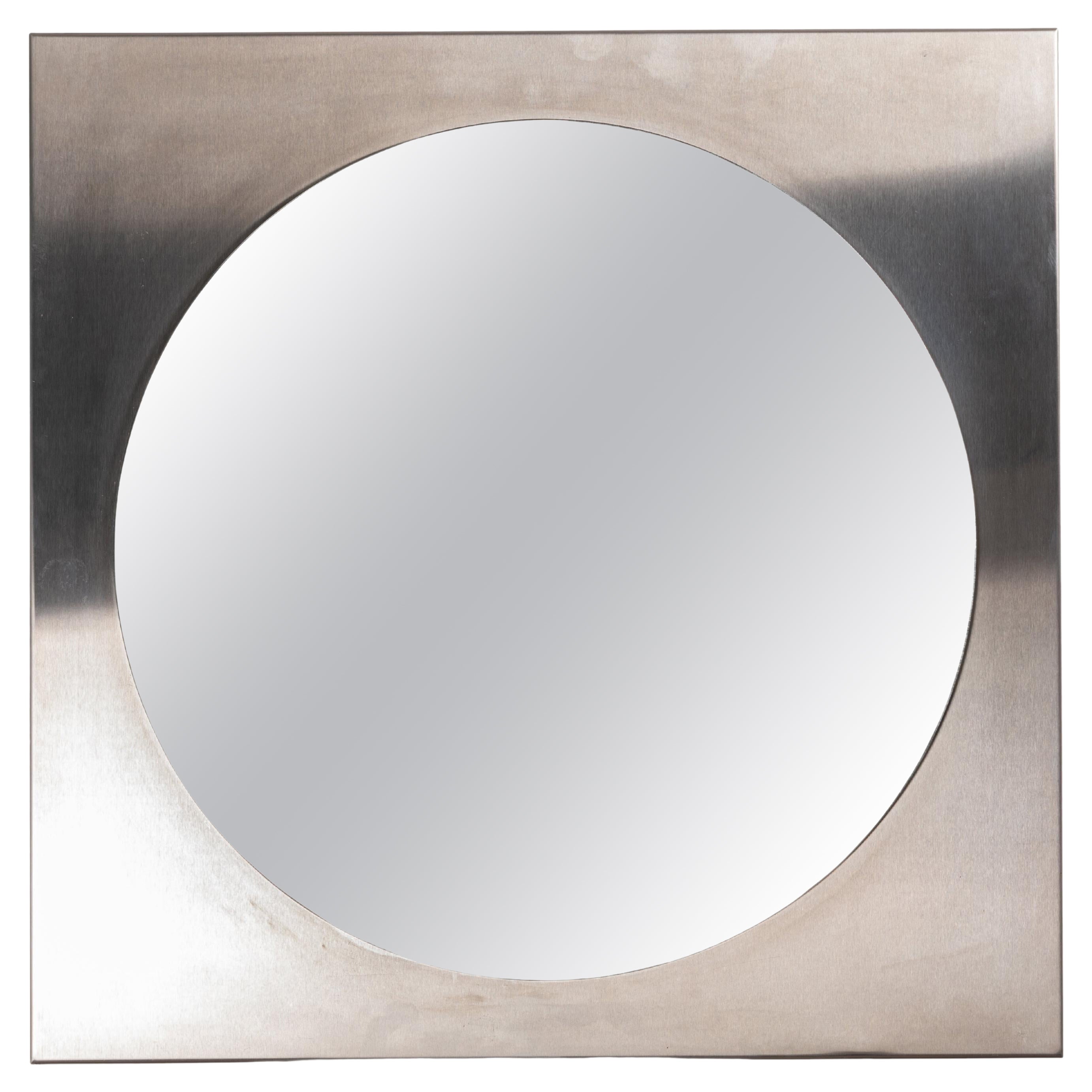 Inox Steel Circle Mirror from 1970s For Sale at 1stDibs