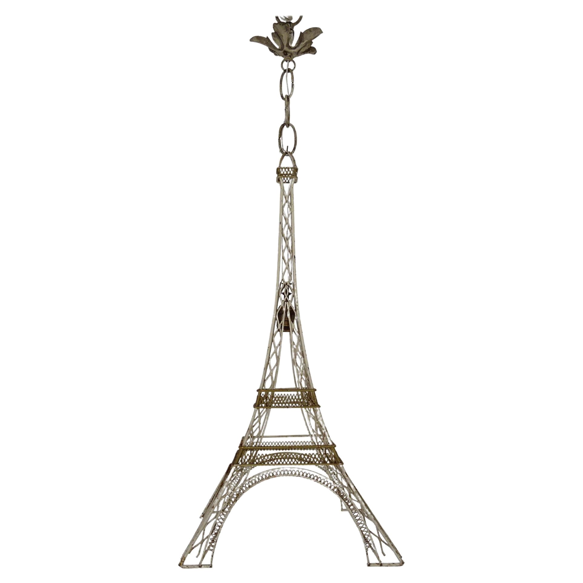 French Eiffel Tower Tole Cream and Gold Paris Chandelier circa 1940 One ...