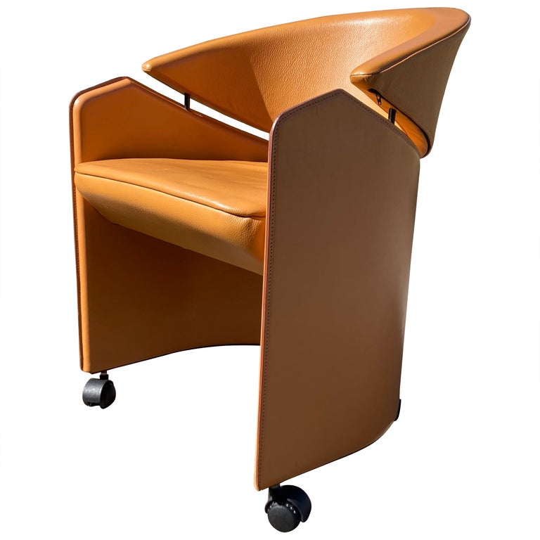 Beautiful Desk Arm Chair by Matteo Grassi, Cognac Leather, Italy For ...