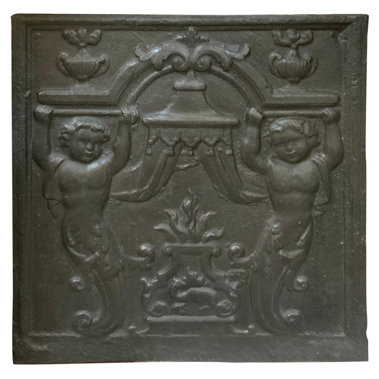 19th Century French Cherub Fireback For Sale at 1stDibs