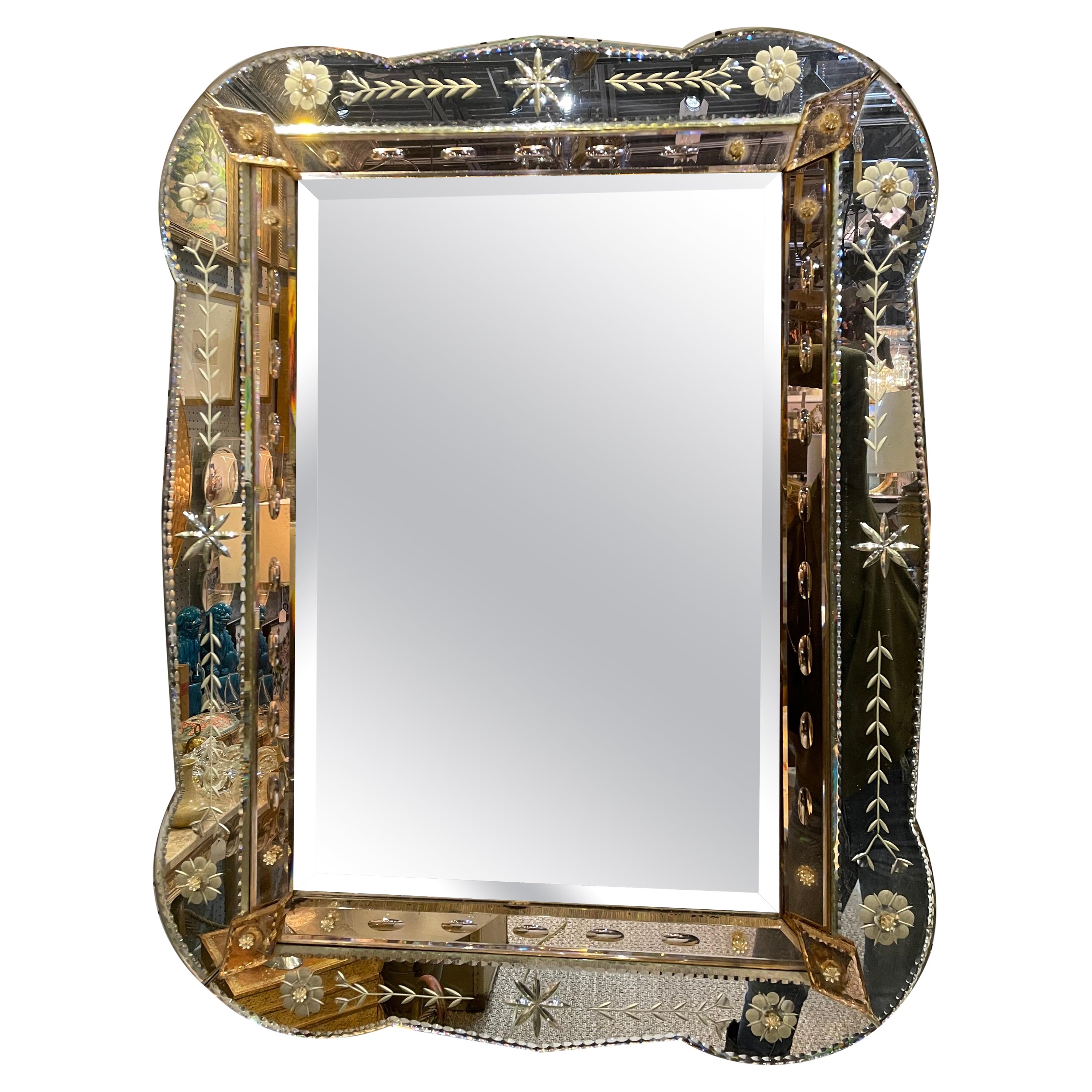 Colorful Vintage Venetian Mirror at 1stDibs