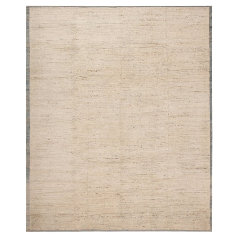 Room Size Cream Modern Distressed Rug. 9 ft 8 in x 11 ft 9in For Sale ...
