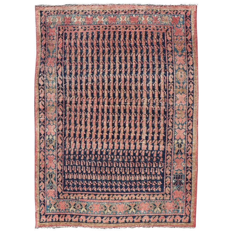 Colorful Antique Persian Hand Knotted Hamadan Rug with All-Over Tribal ...