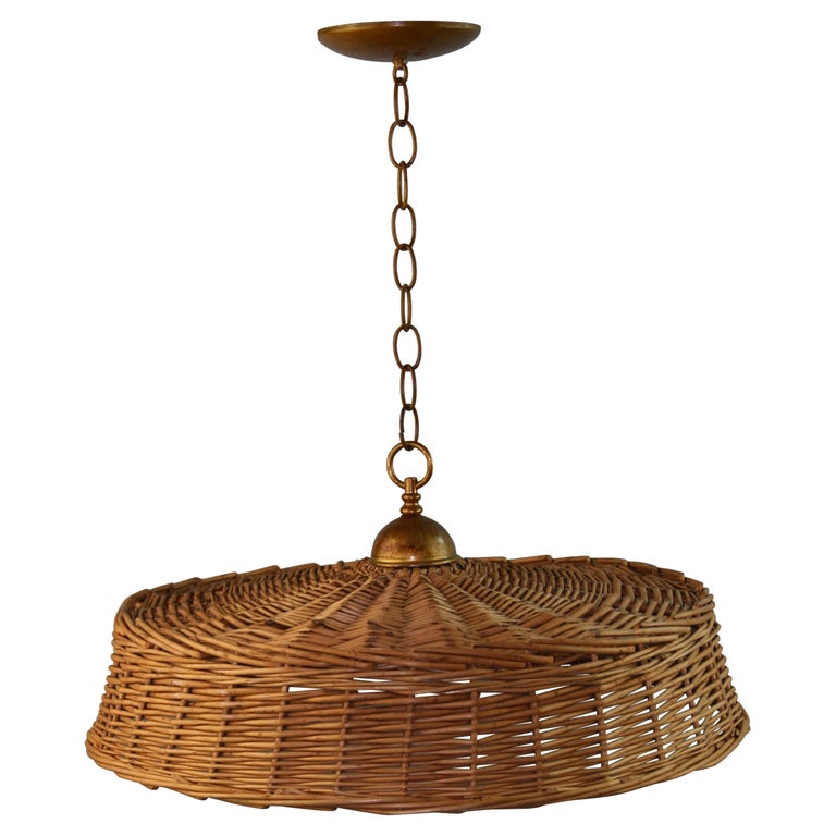 Large Round Wicker Pendant '2 available' For Sale at 1stDibs