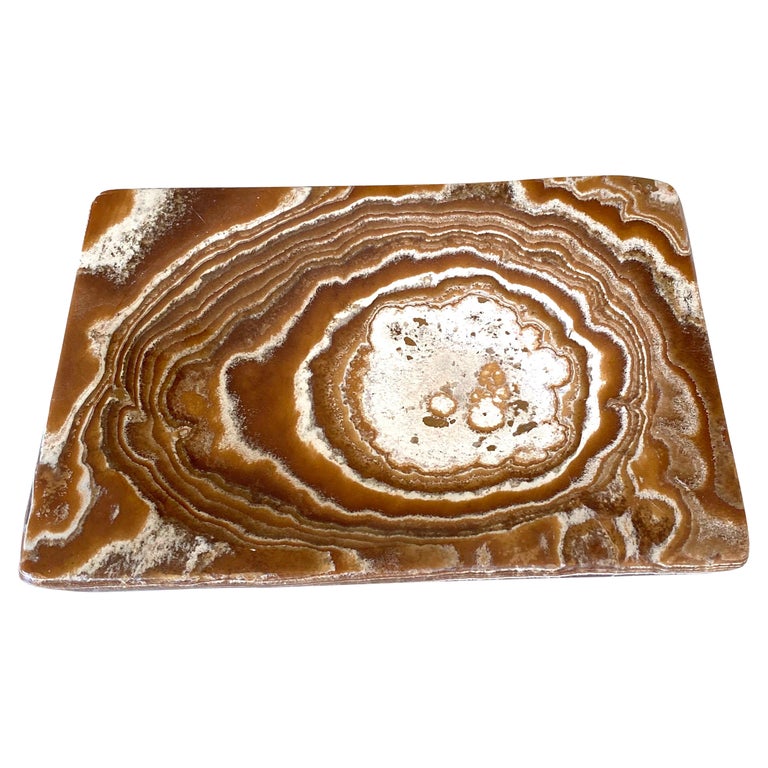 Brown and White Small Rectangular Onyx Tray, Brazil, Contemporary at ...