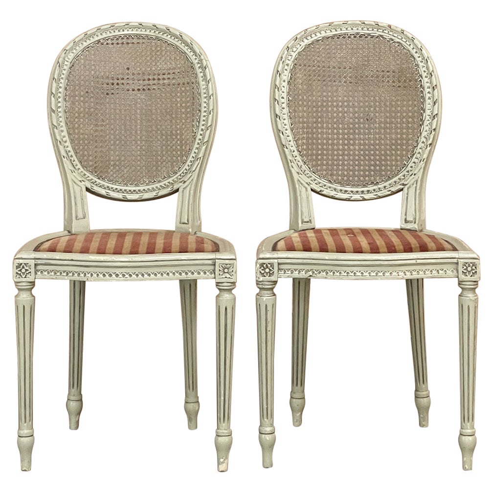 Pair of Painted Louis XVI Parlor Chairs For Sale at 1stDibs