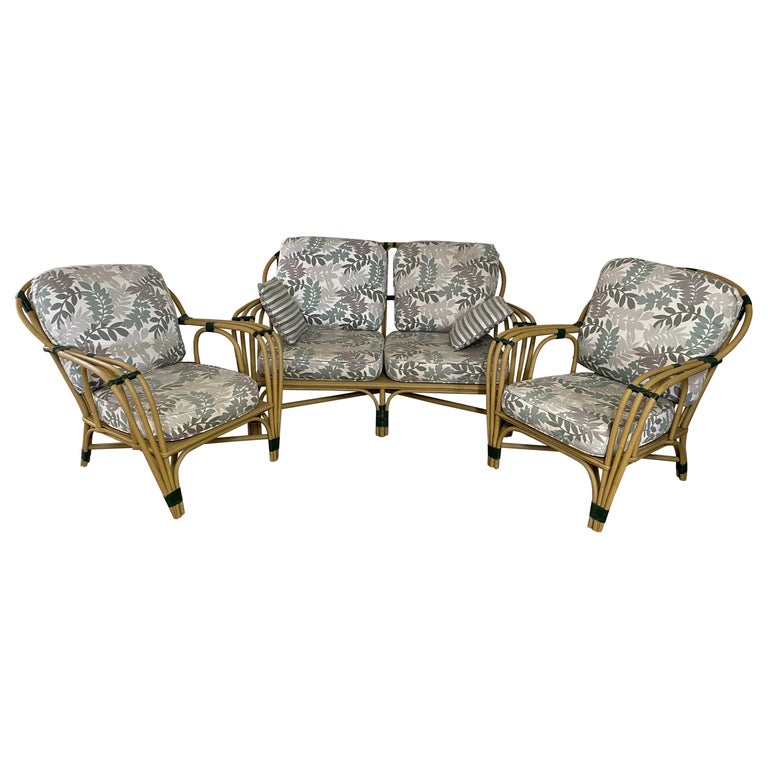 Stick Wicker Porch or Patio Seating Ensemble For Sale at 1stDibs