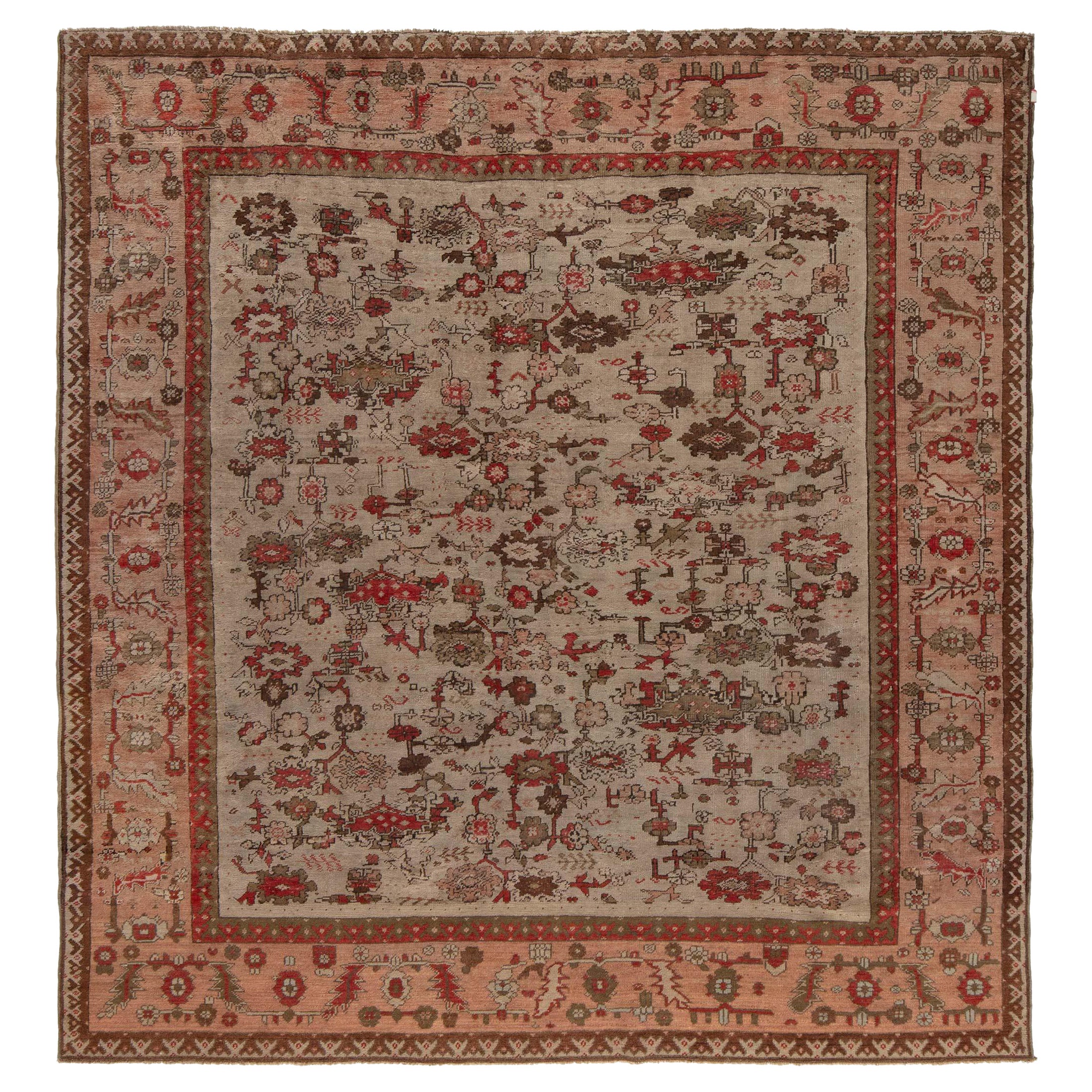 20th Century Bright Red Colorful Hand Knotted Turkish Ghiordes Rug For ...