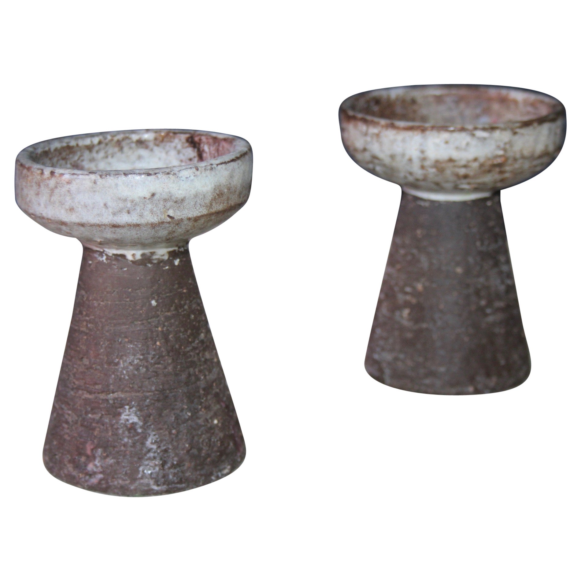 Pair of Black Ceramic Candlestick Holders at 1stDibs