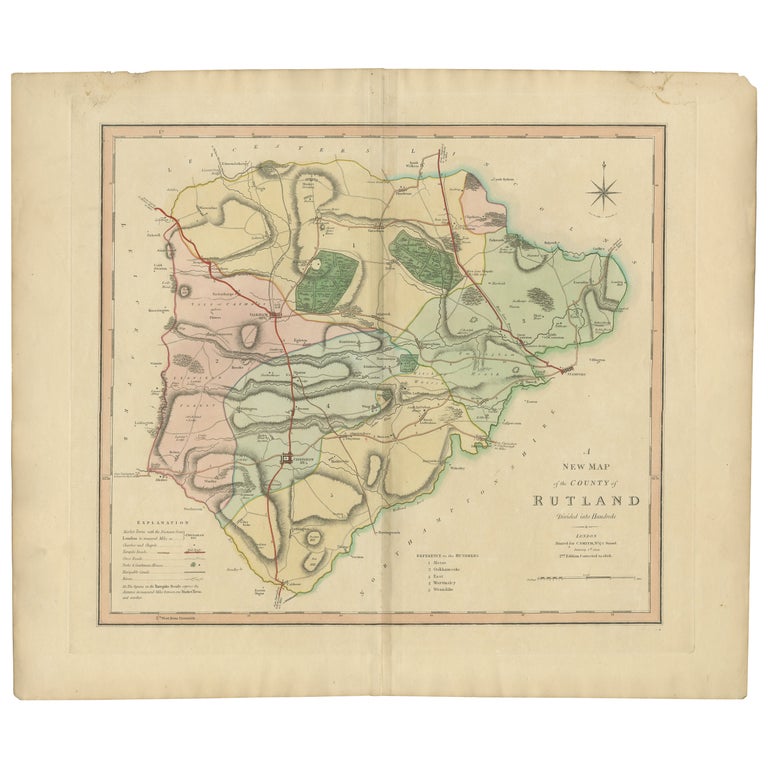 Antique Hand-Colored County Map of Rutland, England, 1804 For Sale at ...