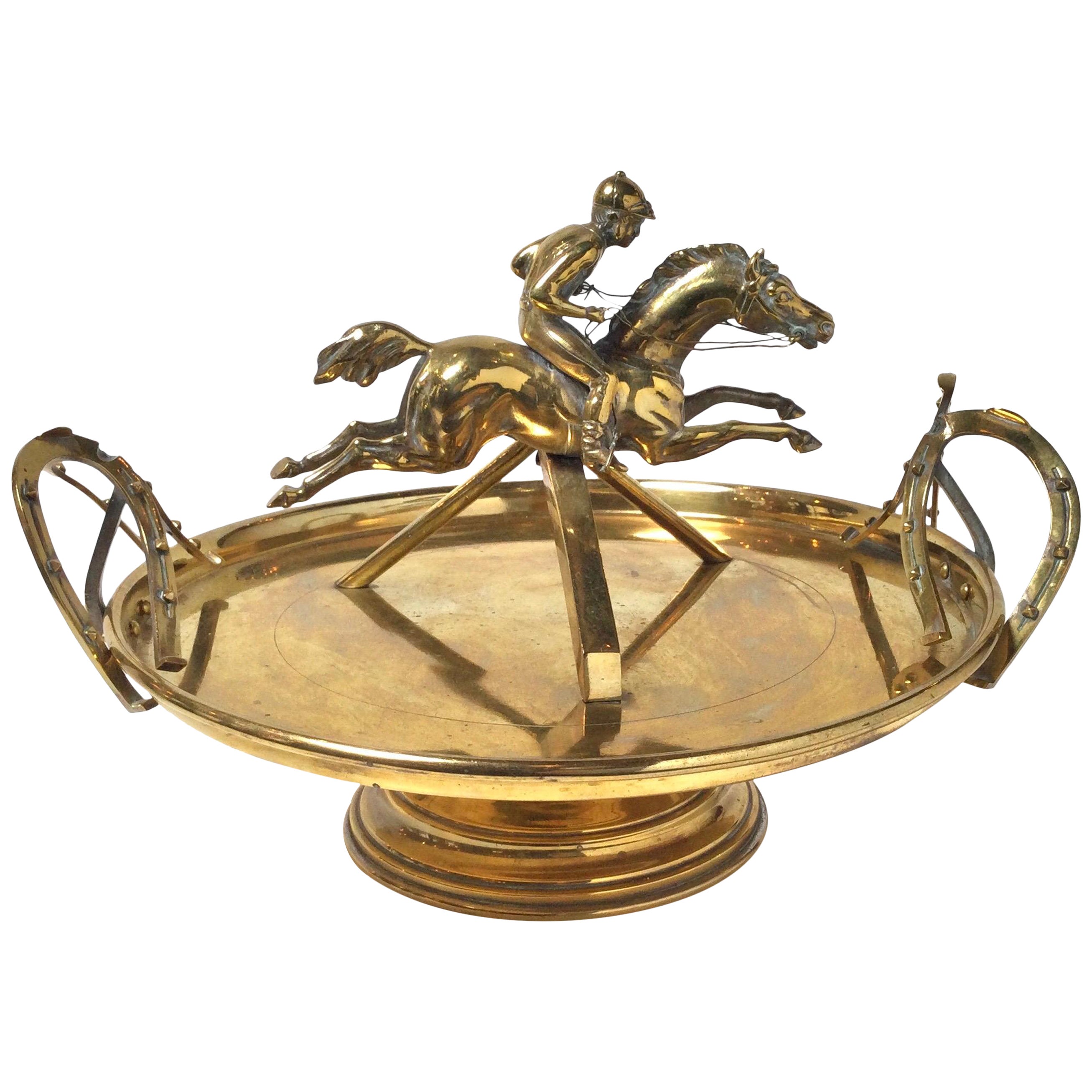 Early 20th Century French Brass Mirrored Plateau with Floral and Cherub ...