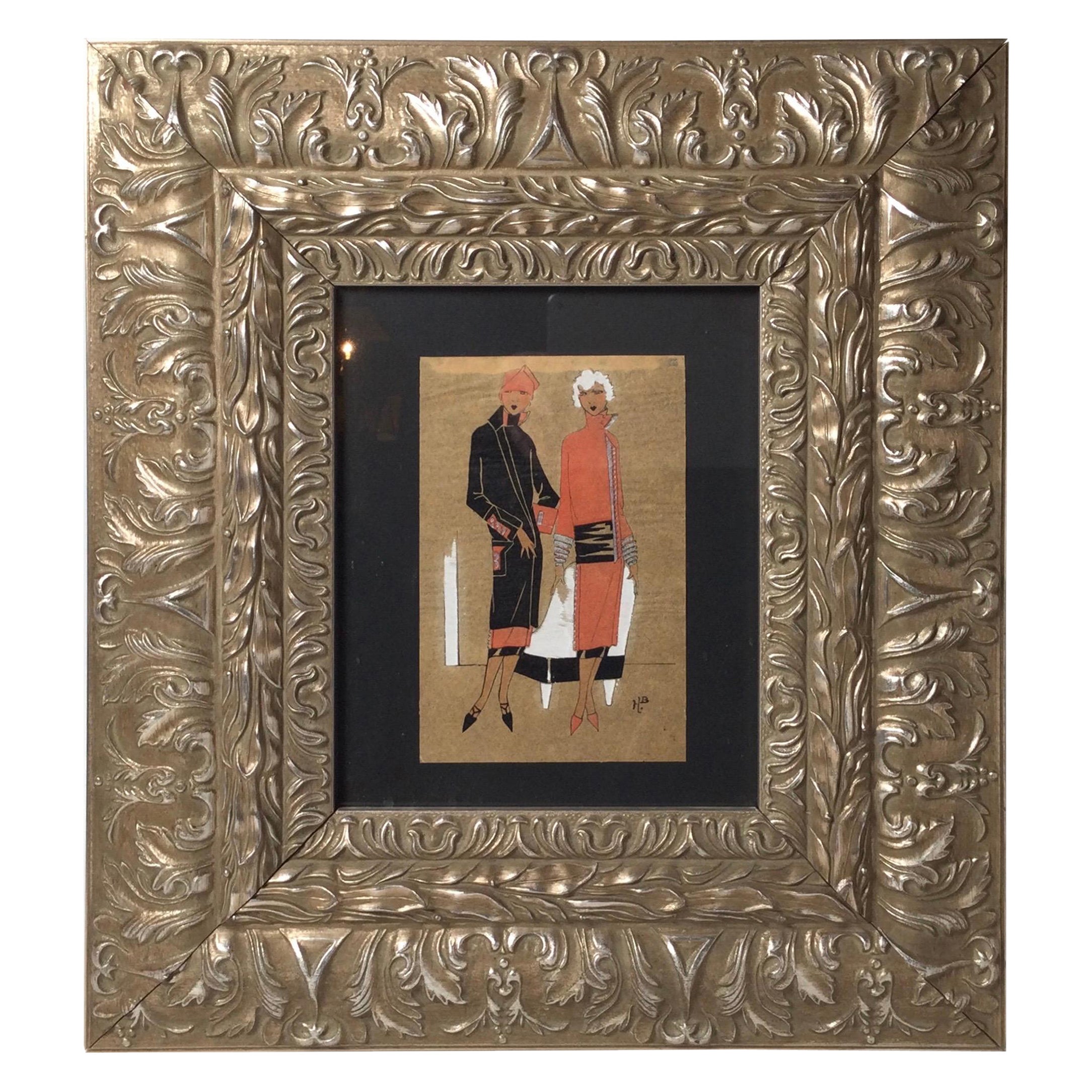 Color Fashion Illustration circa 1940 by Emma Shields For Sale at 1stDibs