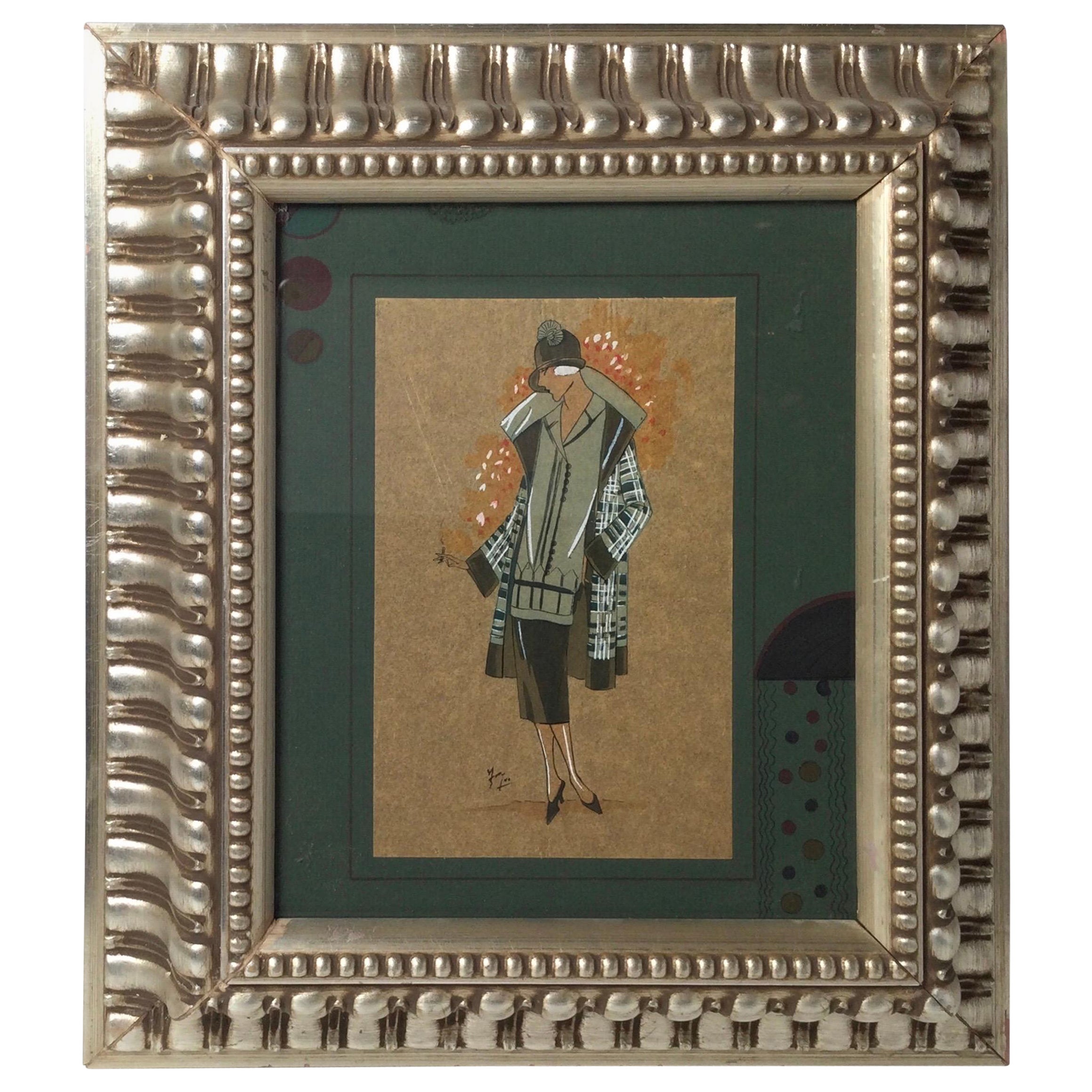 Color Fashion Illustration circa 1940 by Emma Shields For Sale at 1stDibs