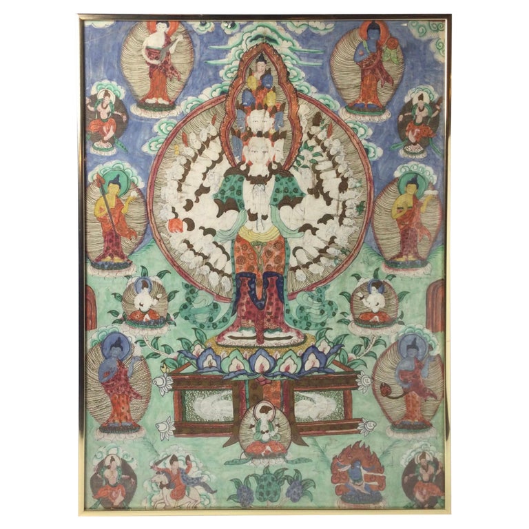 Antique Tibetan Thangka of a Deity For Sale at 1stDibs