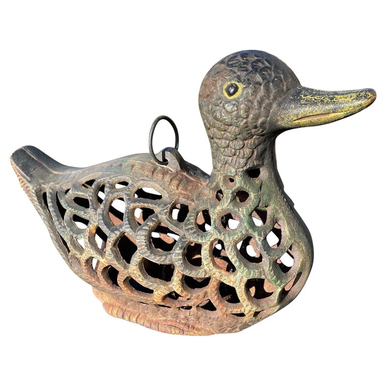Japanese Old Hand Painted Swimming Mallard Duck Lighting Lantern at 1stDibs