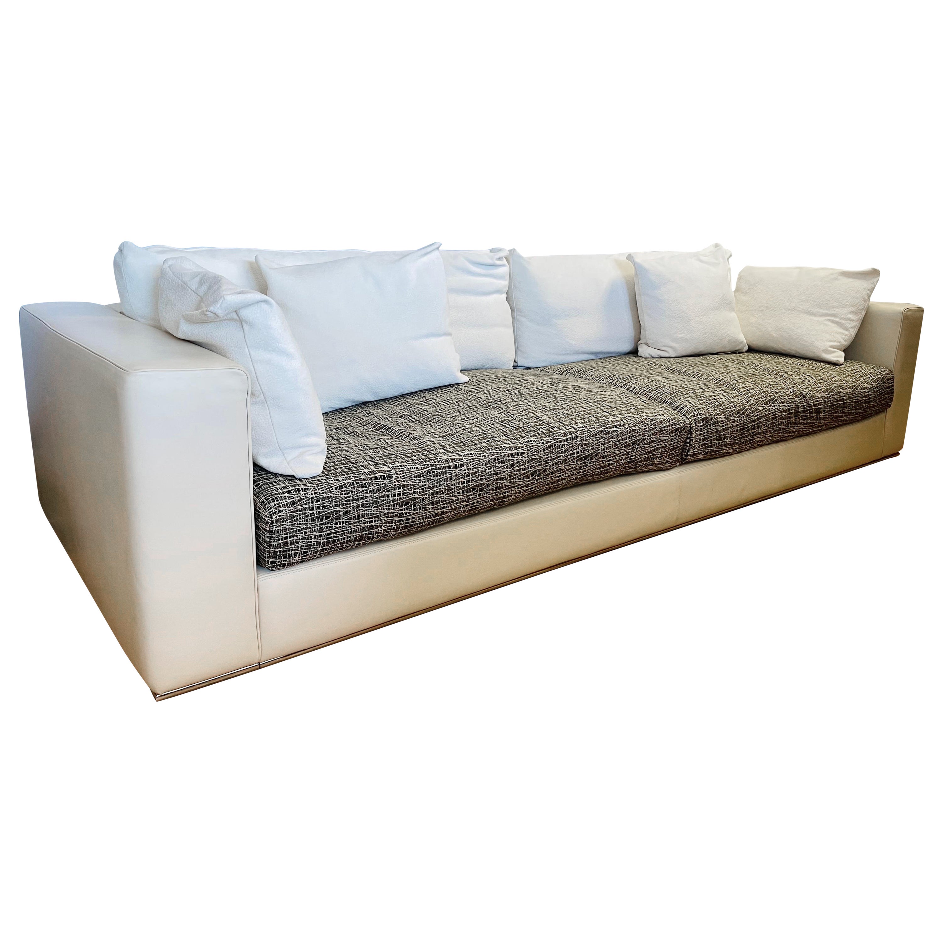 Fendi Casa Beige Leather Custom Eduardo Selleria Sofa Italian Modern ...