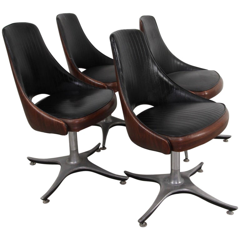 Set of 60s Era Chromcraft Swivel Chairs For Sale at 1stDibs