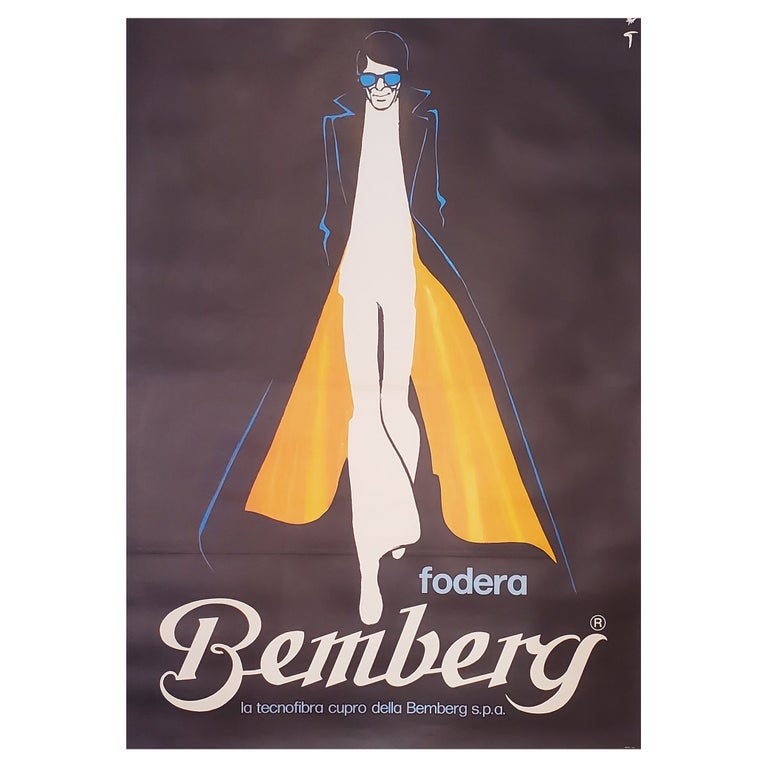 RARE Original Vintage Poster, 'Bemberg' by Rene Gruau For Sale at 1stDibs