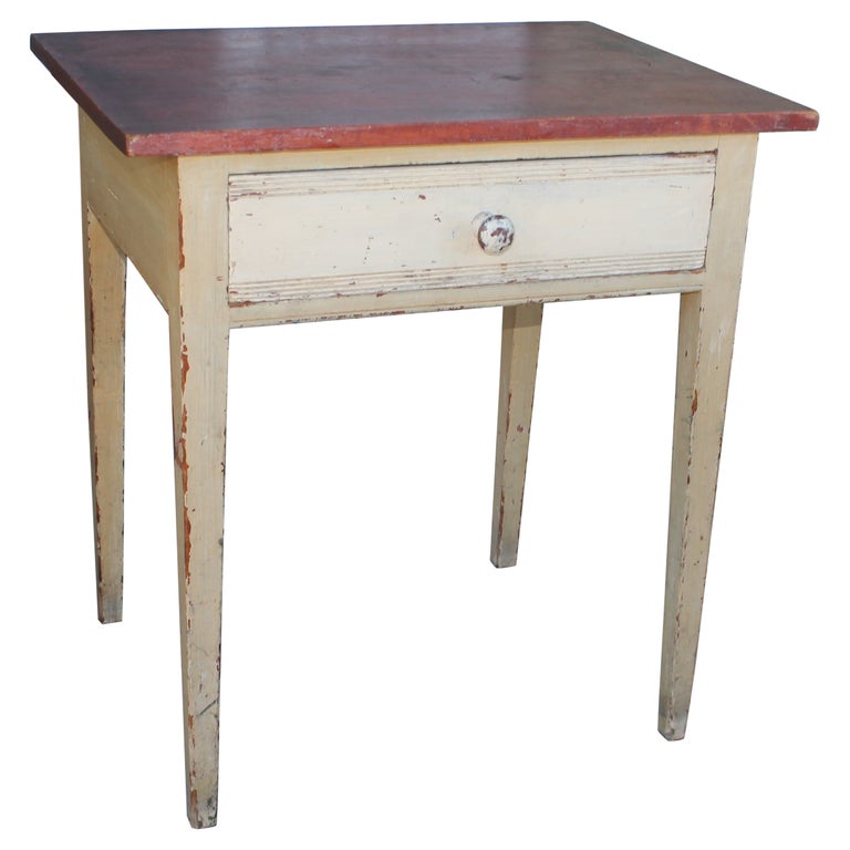 19thc Original Cream Painted Side Table at 1stDibs