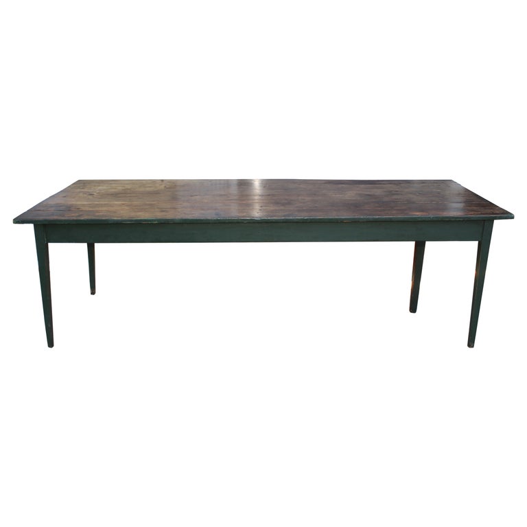 19thc Original Green Painted Large Farm Table at 1stDibs