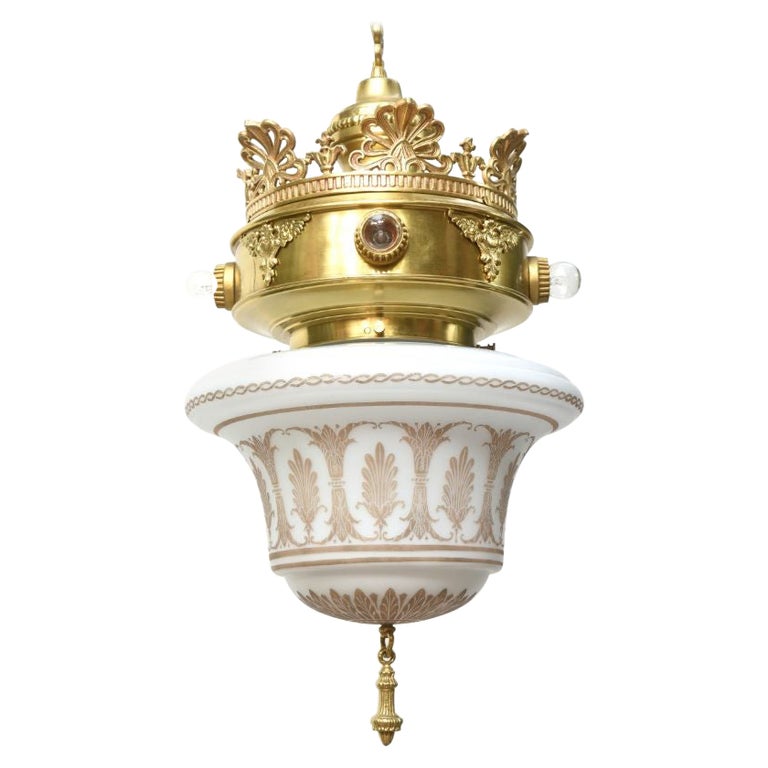 Early Electric Ornate Pendant Fixture For Sale at 1stDibs